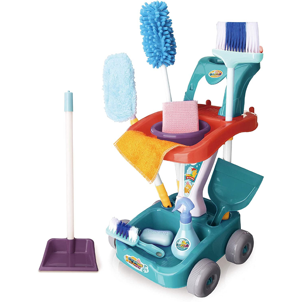 Montessori 11pc Cleaning Vacuum Trolley Kids Toddlers Pretend Play ...