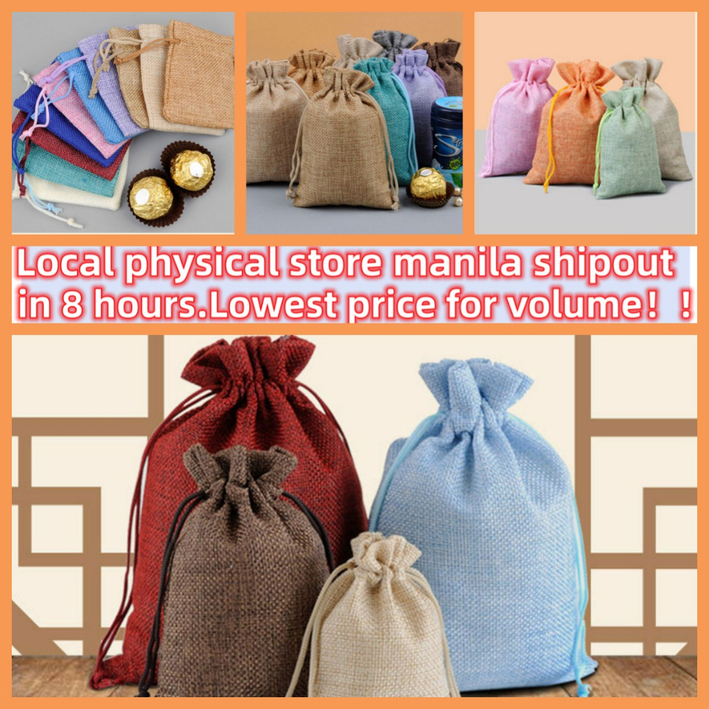 Burlap Drawstring Pouch Plain Linen Gift Bag Jute Storage organizer ...