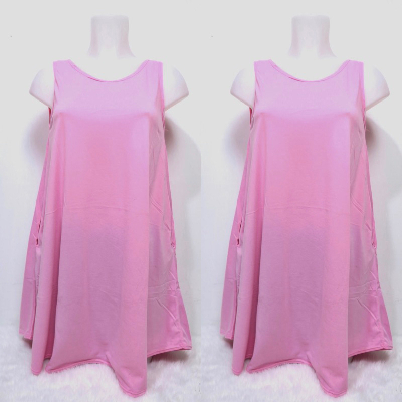 Plus Size Plain Regular Sleeveless Sando Dress With Pockets|Fits M to ...