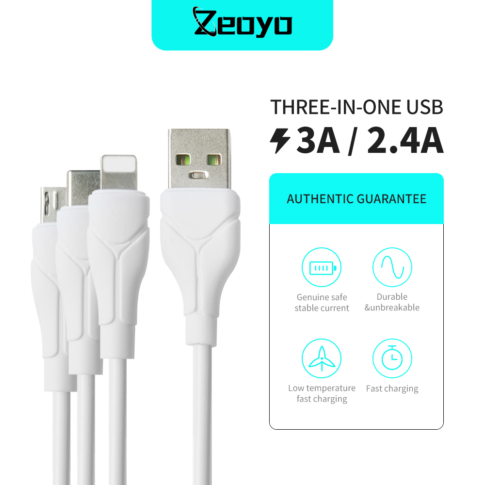 Zeoyo QC3.0 Fast Charging Data Cable 1 Meter Length for Micro /for iPh ...
