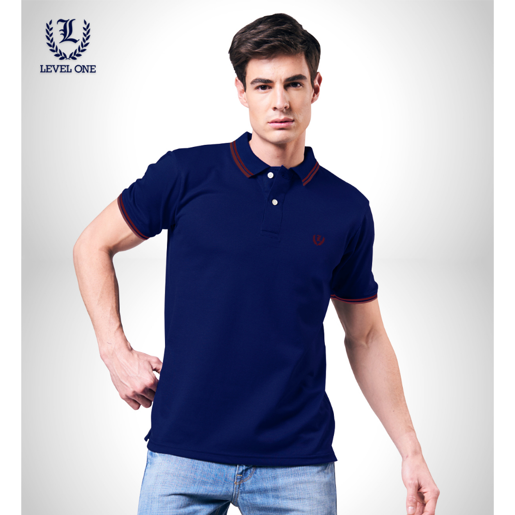 Level One Men's Twin Stripes Same Color Polo Shirt w/ "L" Crest ...