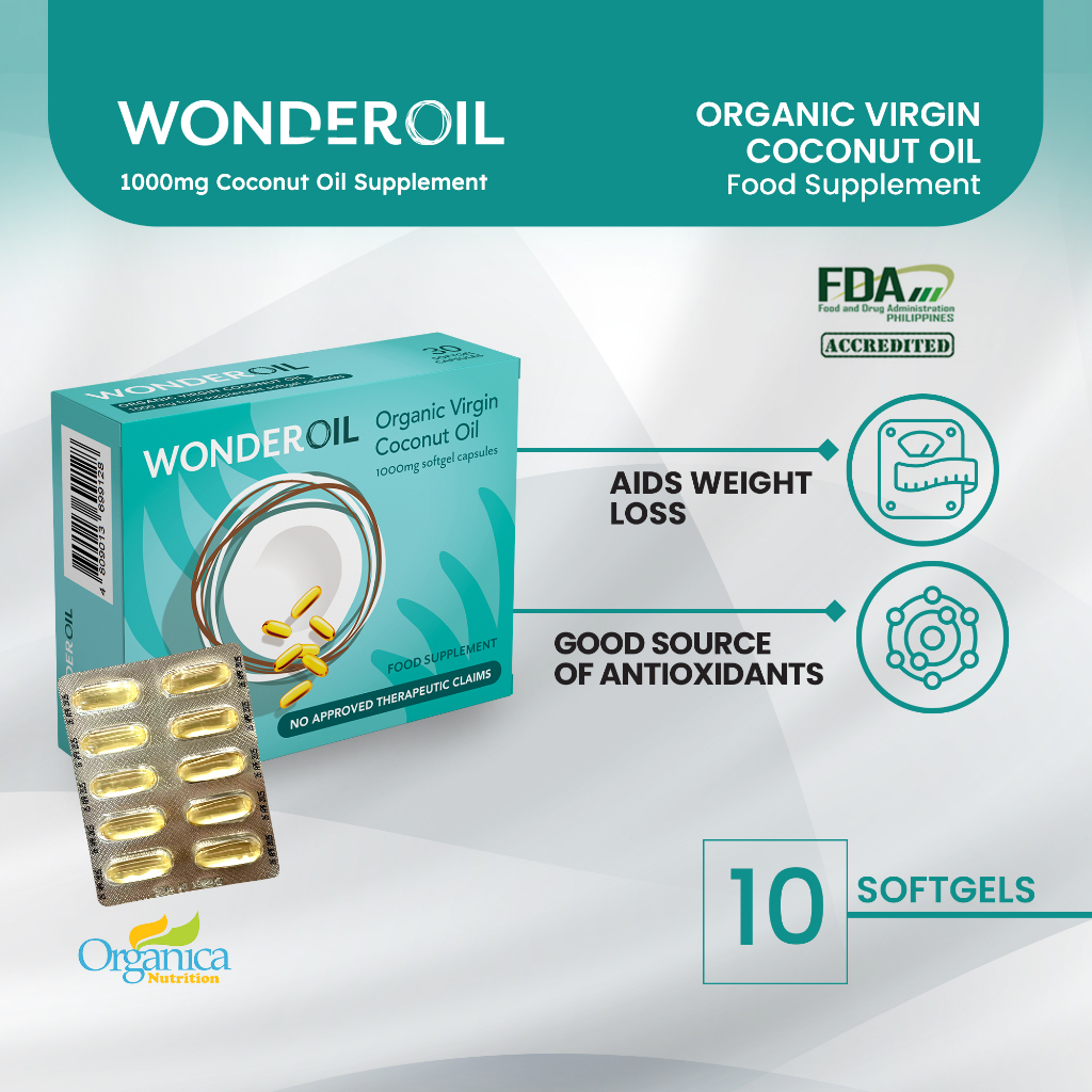 [ For Improved Immune System ] WonderOil 1000 mg Organic VCO (10 ...