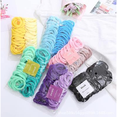 50pcs Elastic Hair Bands Girls Solid Color Big Rubber Band Headwear ...