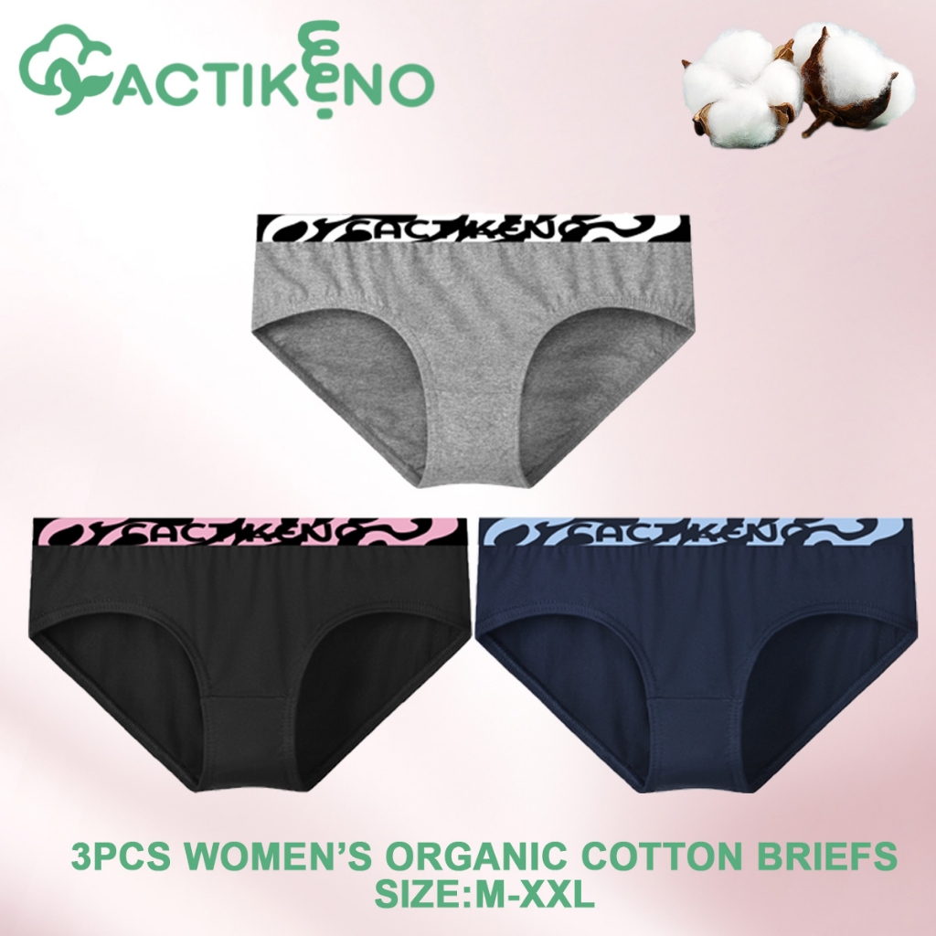 Cacti Keno 3pcs Women's Organic Cotton Briefs Antibacterial Panties ...