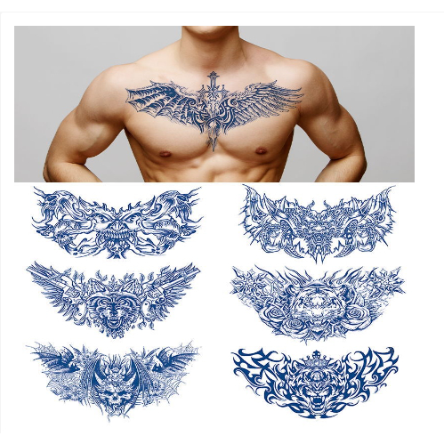 Magic Tattoo Herbal Juice Semi-permanent Tattoo Decals Chest Big ...