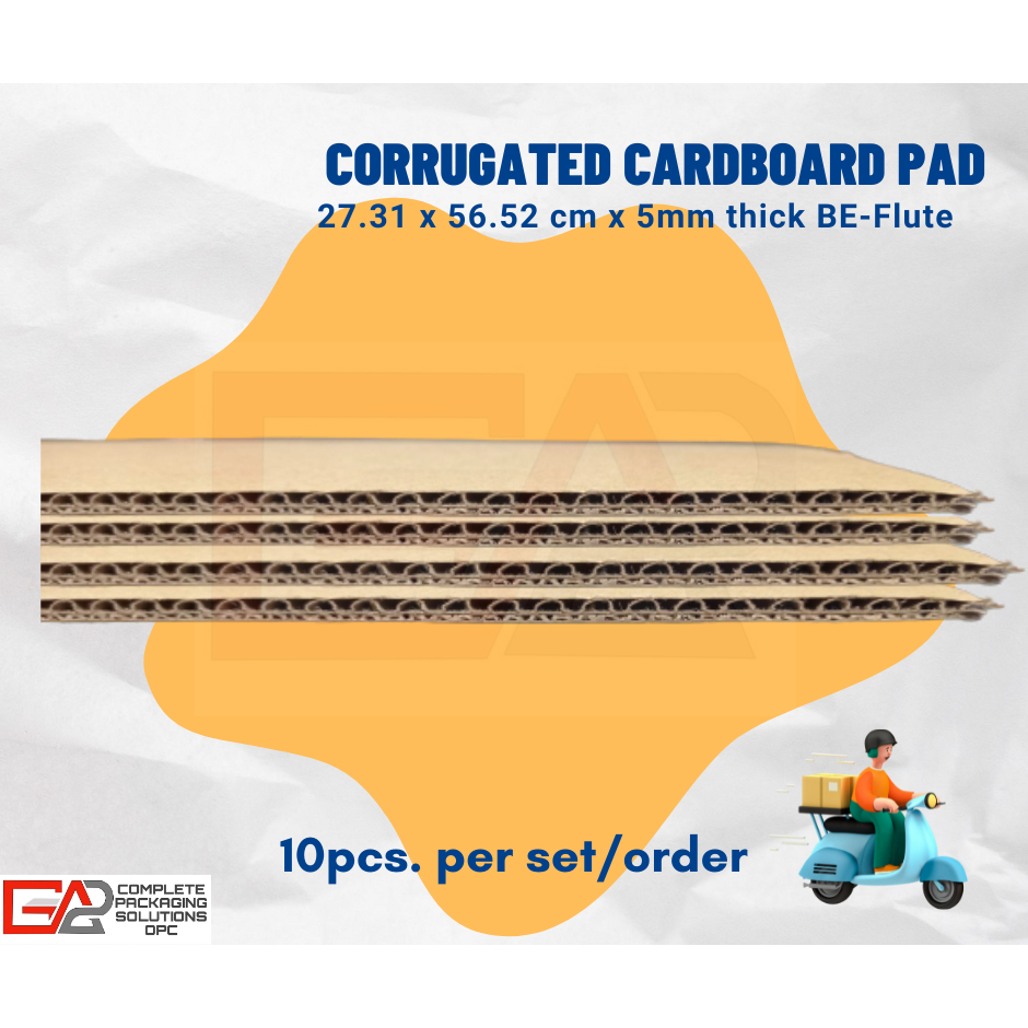 CORRUGATED CARDBOARD PADS BE-FLUTE (27.31x56.52cmx5mm thick) | Shopee ...