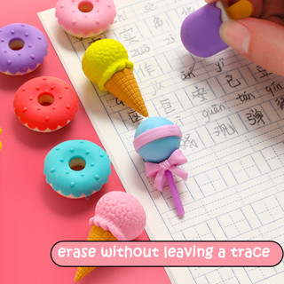 4Pcs/box Cute Eraser Donut Ice Cream Modeling Rubber Erasers Cleaning ...