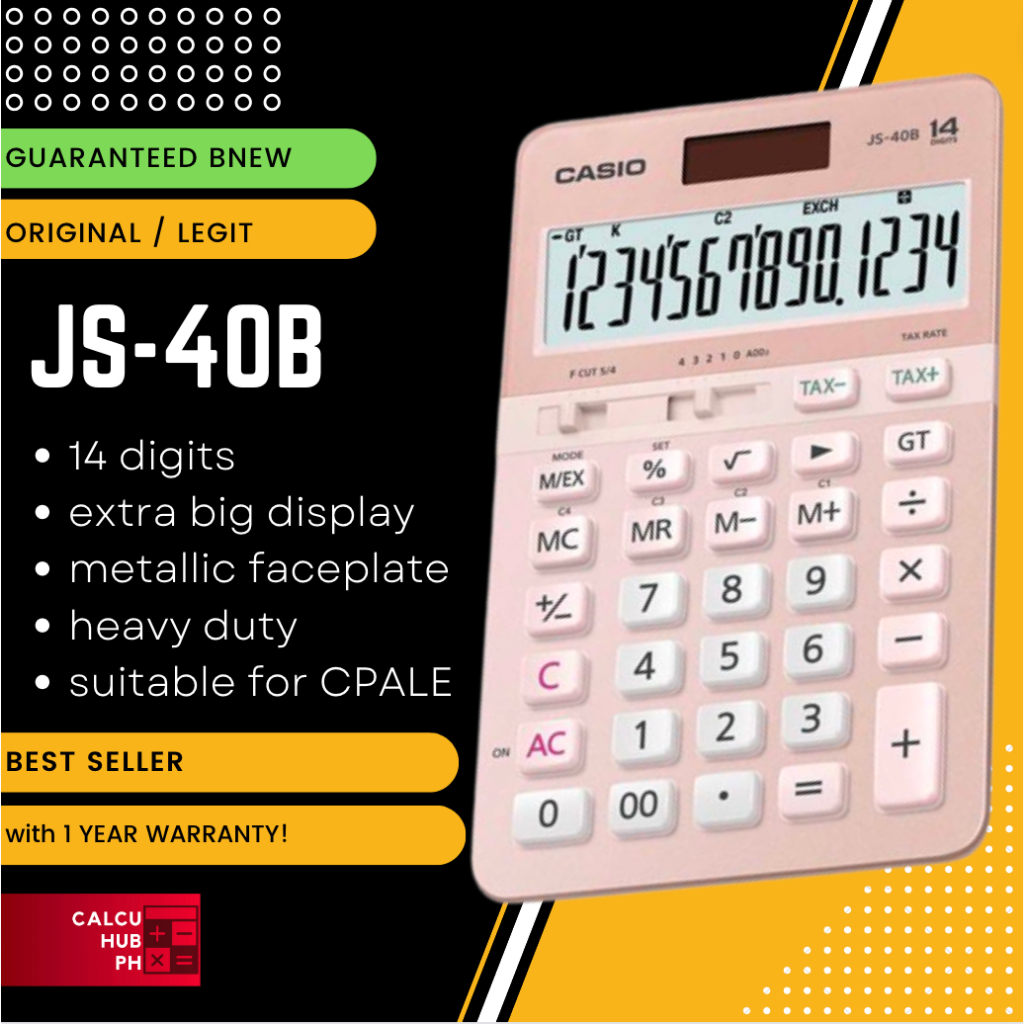 CASIO JS40B HEAVY DUTY DESKTOP CALCULATOR 14 DIGITS WITH WARRANTY ...
