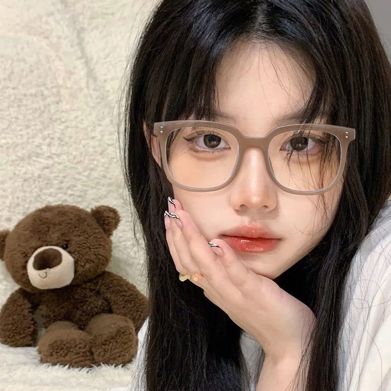 YAN Influencer Black Frame Glasses Female Trendy Big Face Slimmer Look ...