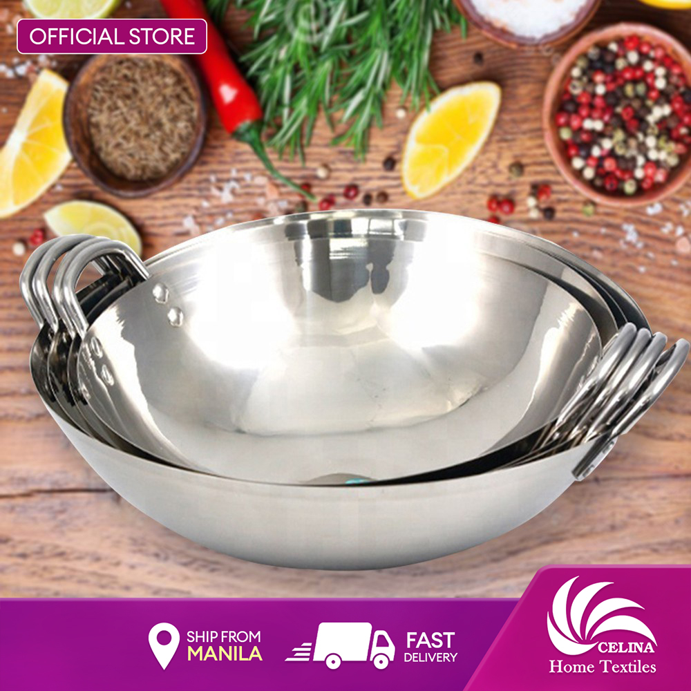 Celina Double Handle Stainless Steel Frying Pan Saute Pan with Easy ...