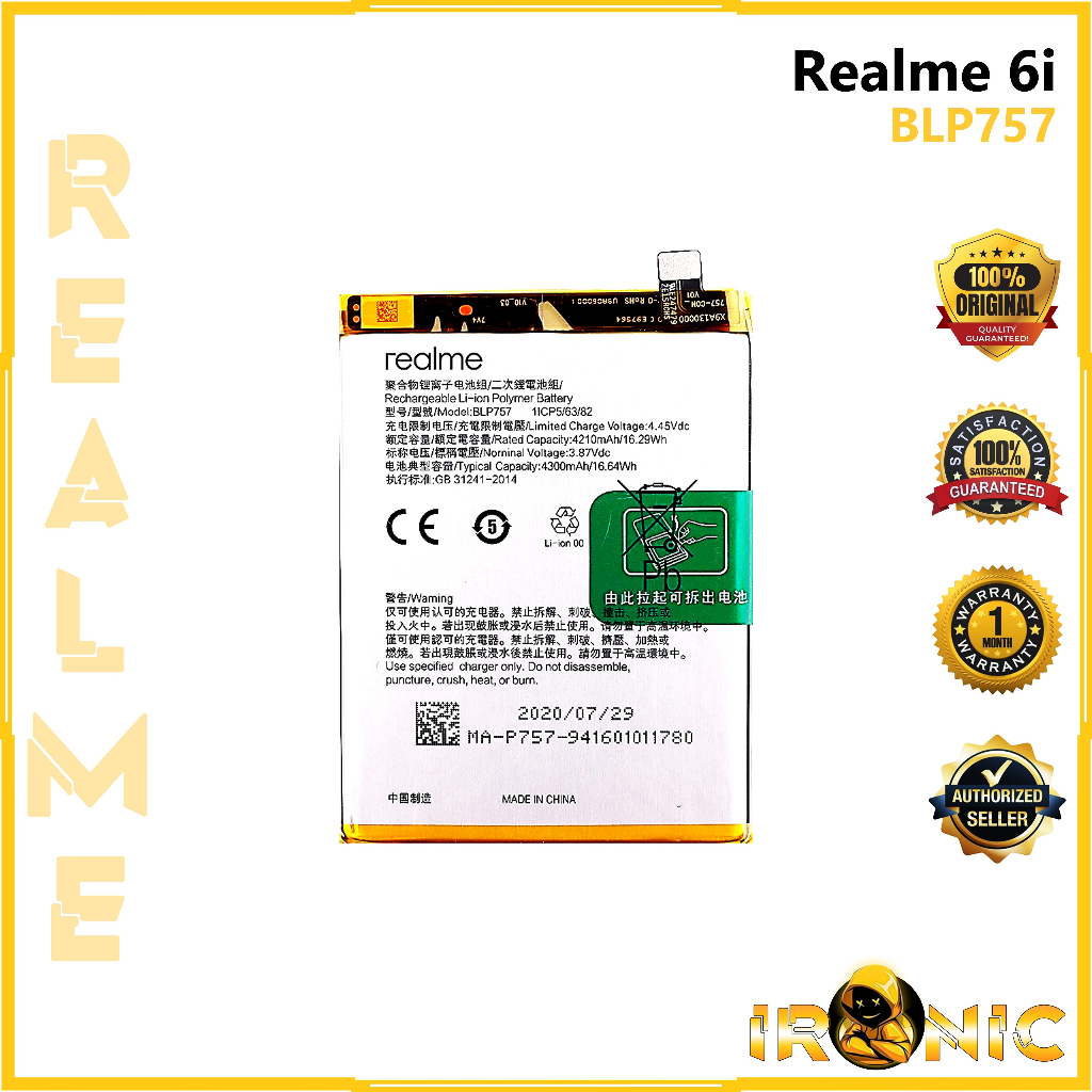 Realme 6i Battery Model BLP757 Original Equipment Manufacturer | Shopee ...