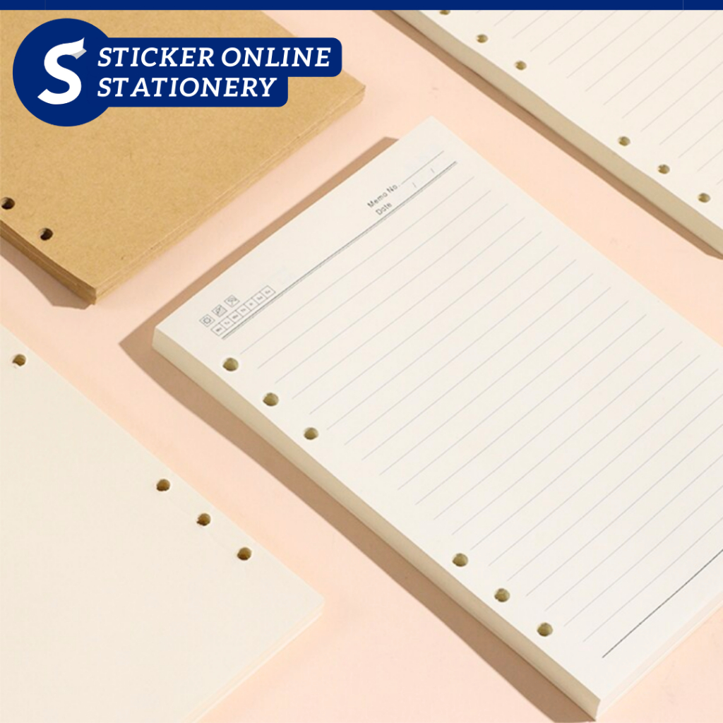 6 Holes Refill Paper Loose-Leaf A5/A6/A7 45 Sheets (90Pages) Notebook ...