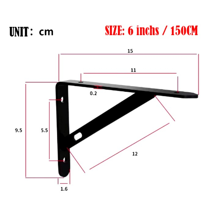 AOS Wall Triangle Angle Bracket Heavy Duty Shelf Bracket L-BAR | Shopee ...