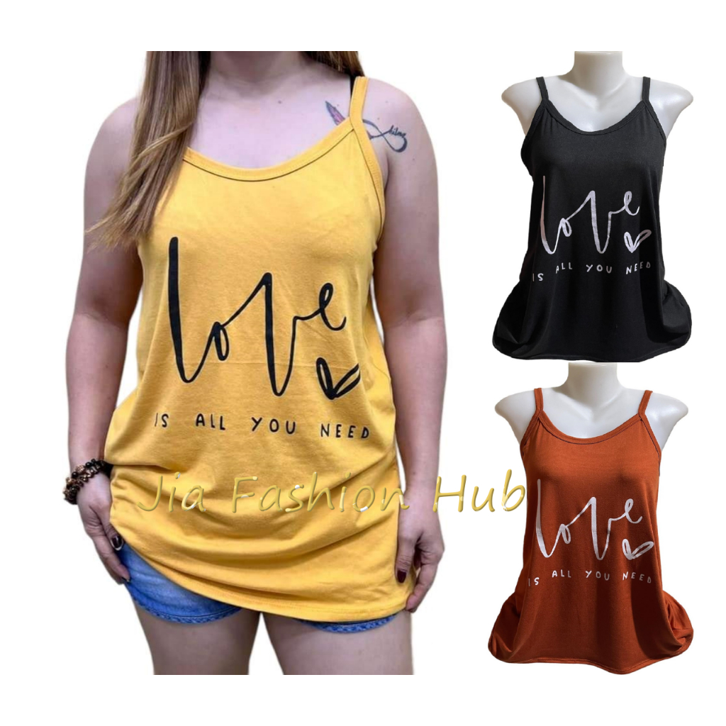 Big Size Love Casual Spaghetti Tops L-2XL | Shopee Philippines