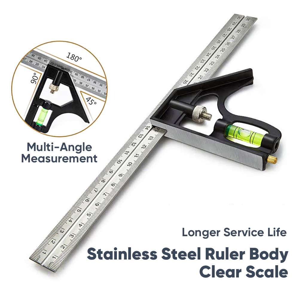 Mitsushi Squala Steel Ruler Adjustable Square Angle Ruler 45/90 Degree ...