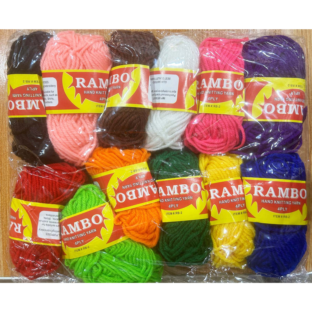 (12 COLORS PER PACK) RAMBO CRAFT YARN ASSORTED COLORS (SCHOOL OFFICE ...
