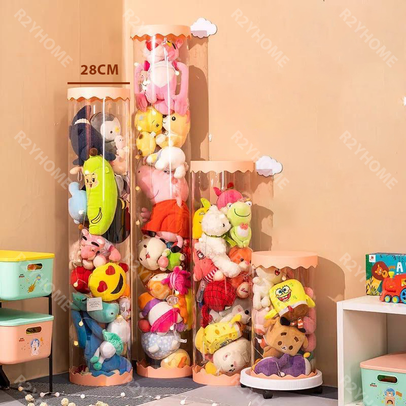 R2Y Transparent Stuff Doll Organizer Toy Storage Bucket Doll column ...