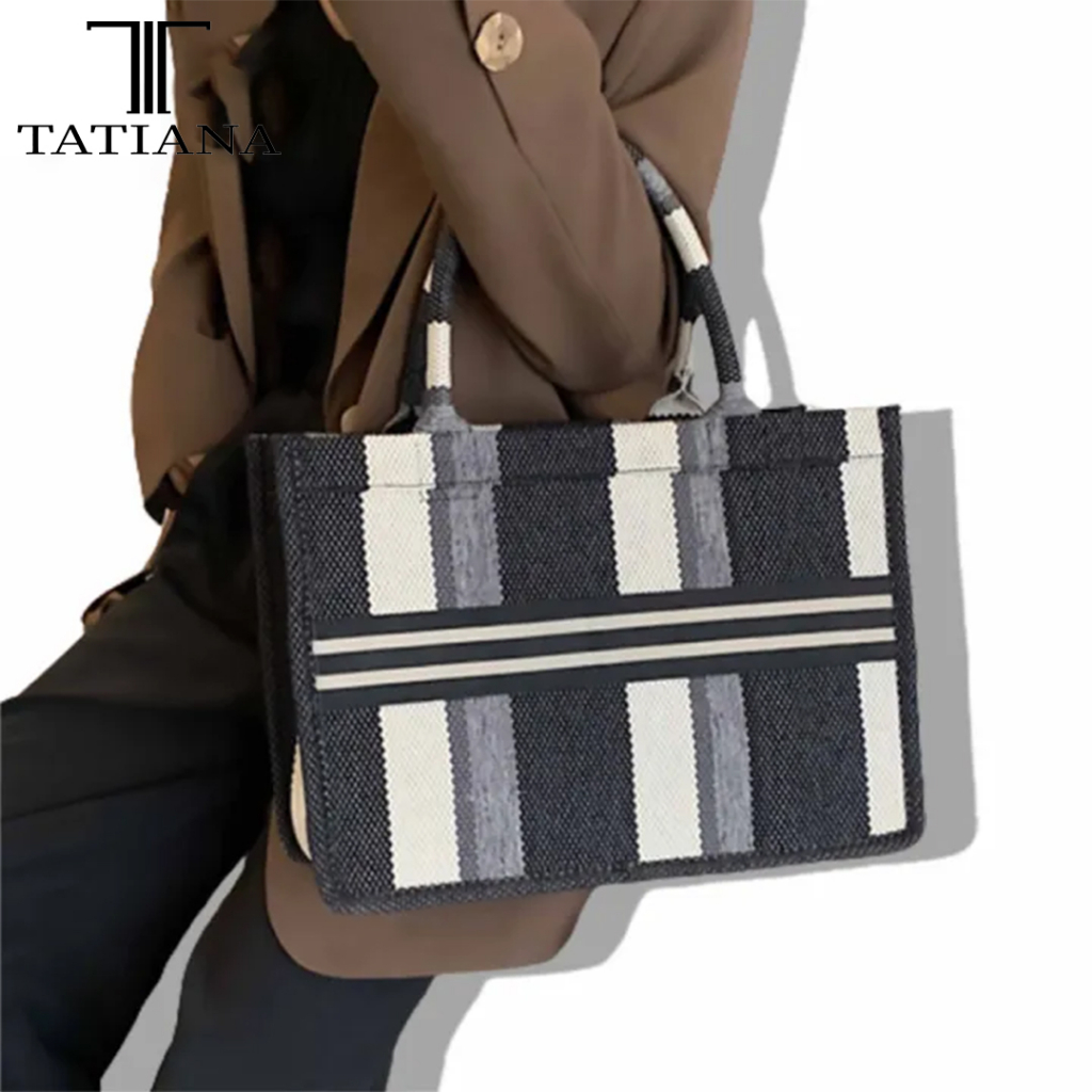 Tatiana 8550 Jenna Bag Large Capacity Striped New Canvas Handbag Tote ...
