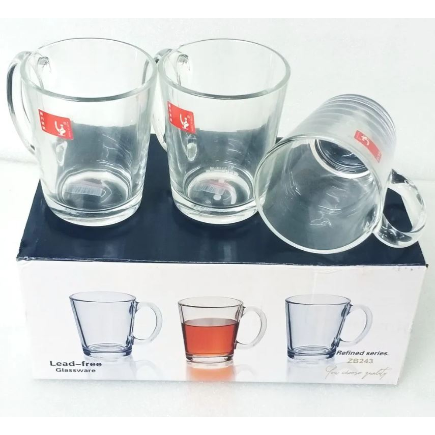 Clear Mug 300ml 6pcs per box 4inches height 3inches diameter ZB243 ...