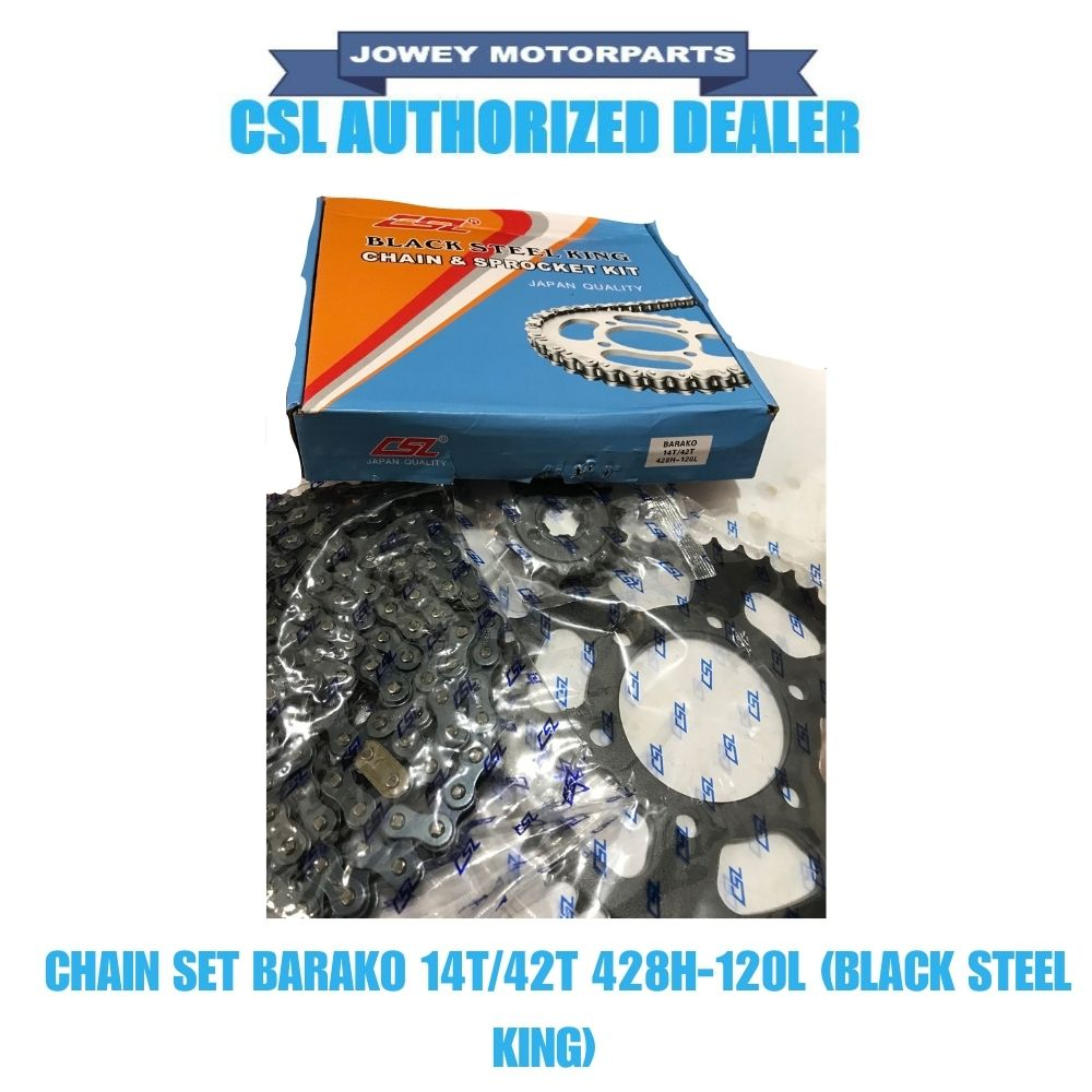 CSL CHAIN SET BARAKO 14T/42T 428H-120L (BLACK STEEL KING) JAPAN QUALITY ...