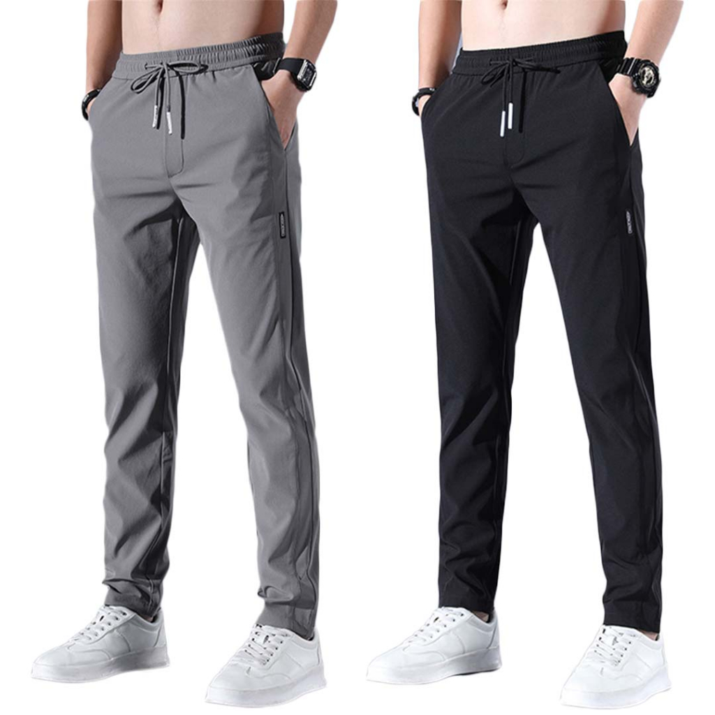Fashion Stretch waist Jogging Pants Breathable Loose Casual Straight ...