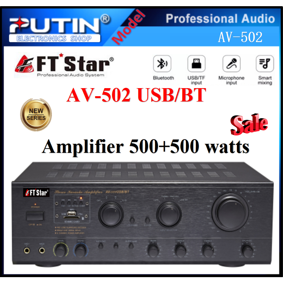 The FTstar AV502 Amplifier digital karaoke mixing Amplifier 2x500W with ...