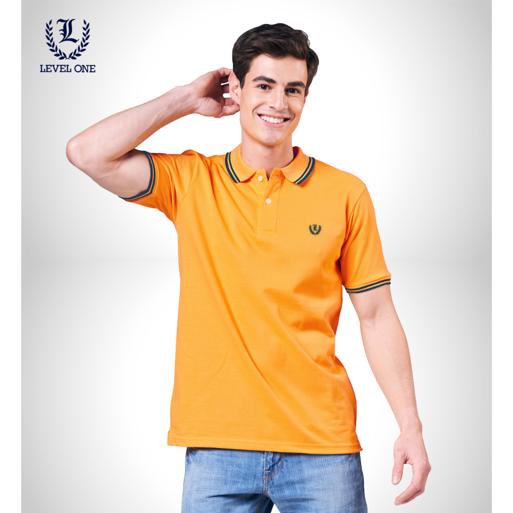 Level One Men's Twin Stripes Same Color Polo Shirt w/ "L" Crest ...