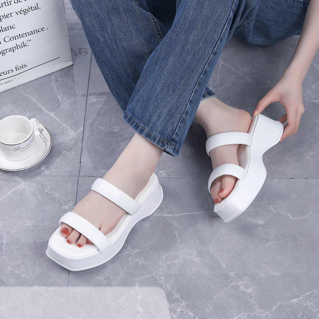 New arriva Korean hot fashion women high quality wedge slipper two ...
