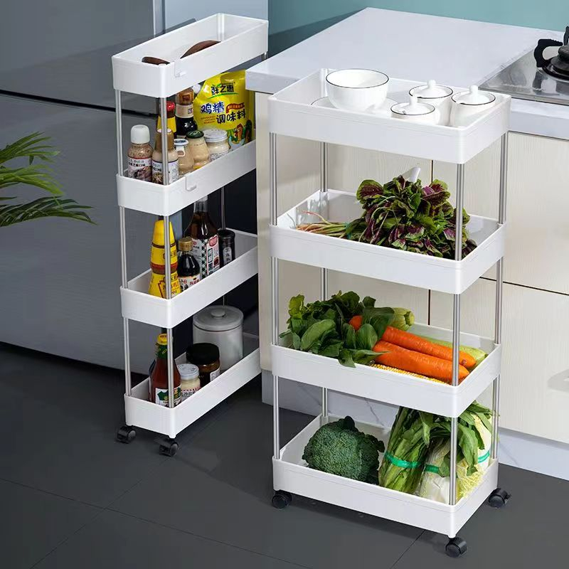 4 layer Bath Rack Room Organizer Storage Bathroom Shelves Rolling ...