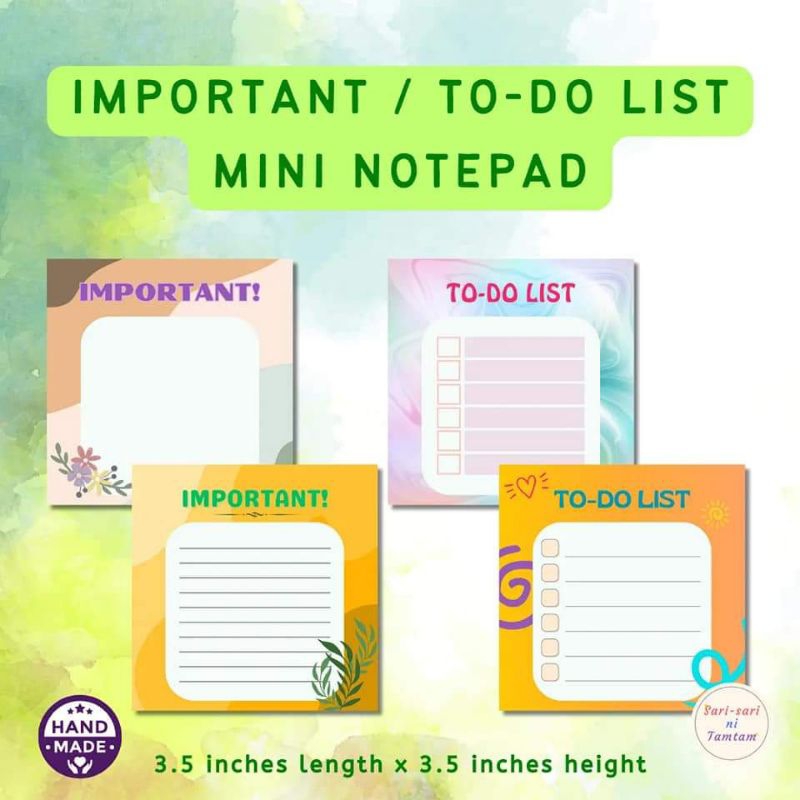 TO-DO LIST / IMPORTANT MINI NOTEPAD MEMO PAD (30 sheets/50sheets ...