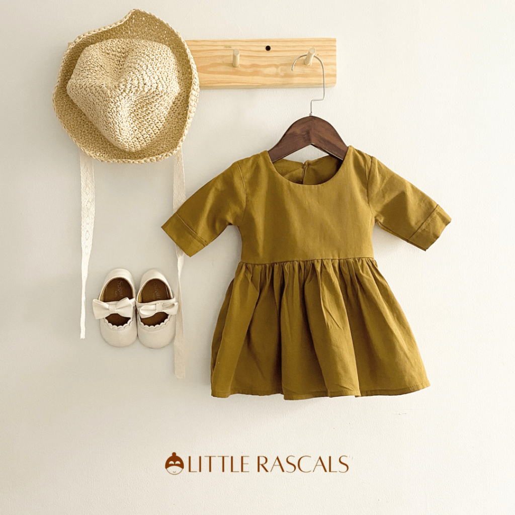 Little Rascals Jane Baby Girl Kids Fashion Dress in Olive Green 1-6 ...