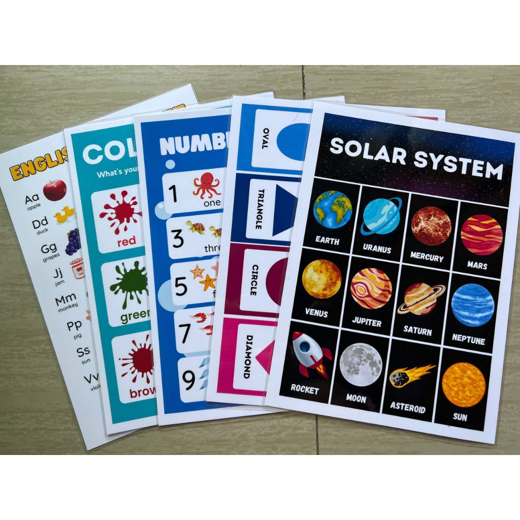 BUNDLE OF 5 Educational learning materials for kids Laminated A4 Size ...