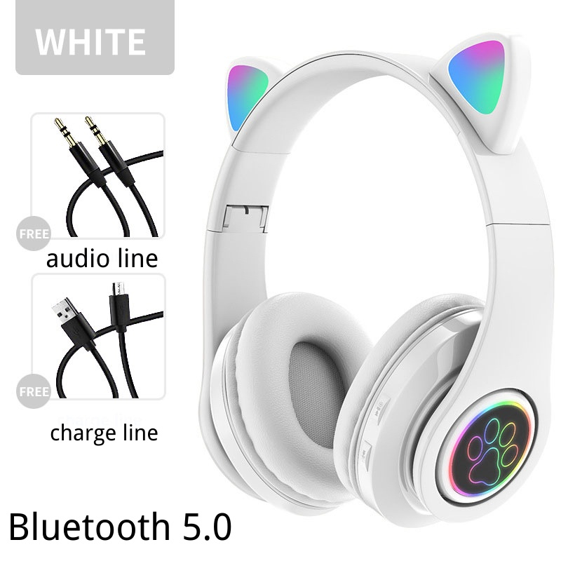 STN-28 Foldable LED Cat Ear Bluetooth Headphone with Microphone HiFi ...