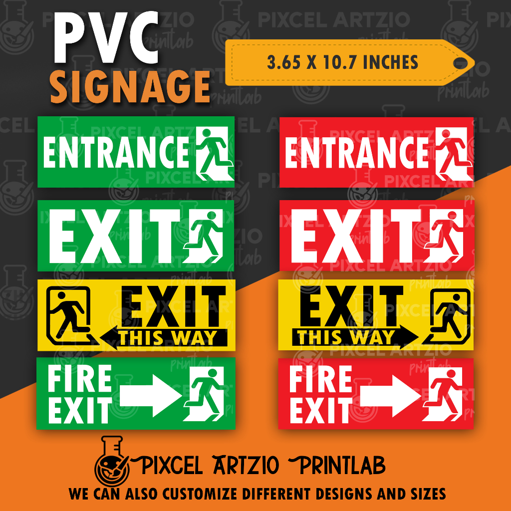 (PVC) ENTRACE/ EXIT/ FIRE EXIT SIGNAGE - 3.65 X 10.7 INCHES | Shopee ...