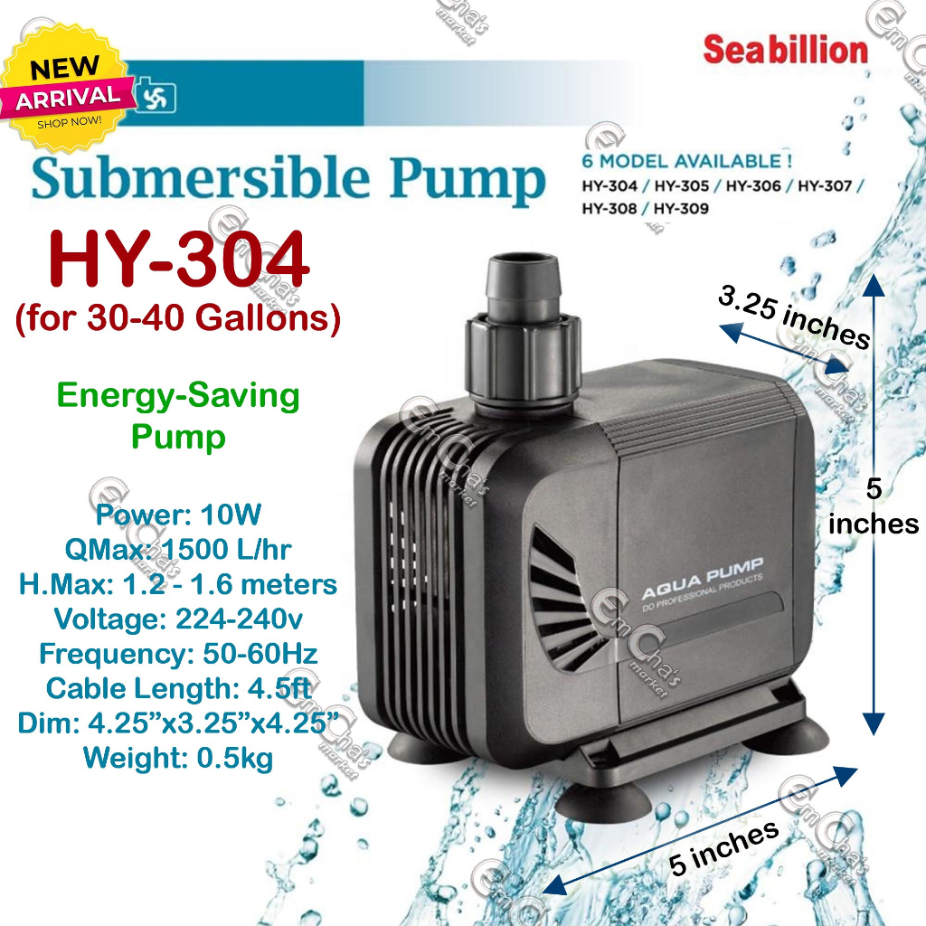 Seabillion Aqua Pump Hy-304 (3-0-Four) for 30-40 Gallons (Pwh)(30gl ...