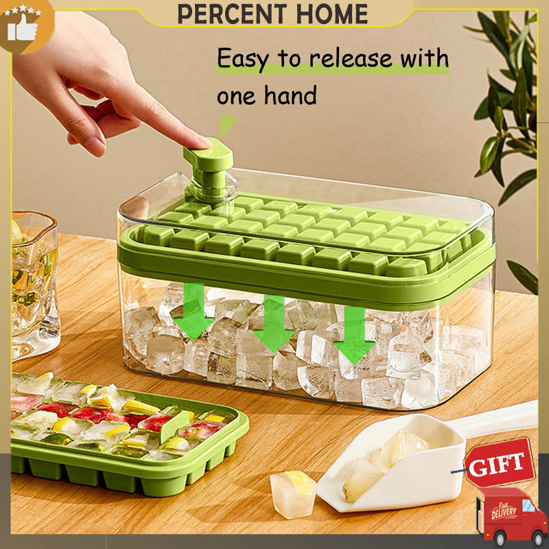 64 Grid ice cube molder with Lid and Bin big ice maker mold plastics ...