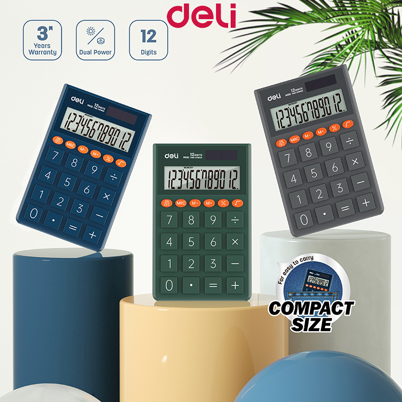 Deli School Supplies Small Calculator Portable 12-Didits Retro ...