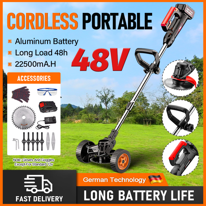 588v rechargeable grass cutter cordless lawn mower portable trimmer ...