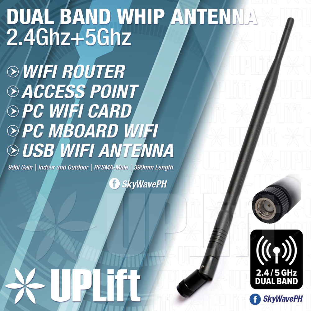 UPLift SkyWave Replacement Whip Stick Antenna Dual Band 2.4+5Ghz Wifi ...