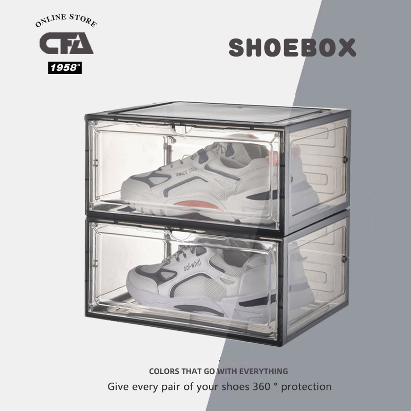 Magnetic transparent stackable shoe box foldable stackable new shoe box ...