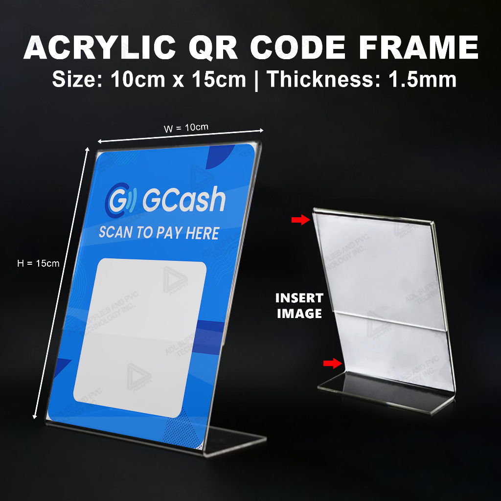 L SHAPE ACRYLIC QR CODE FRAME 10cm x 15cm | PHOTO HOLDER | VERTICAL ...
