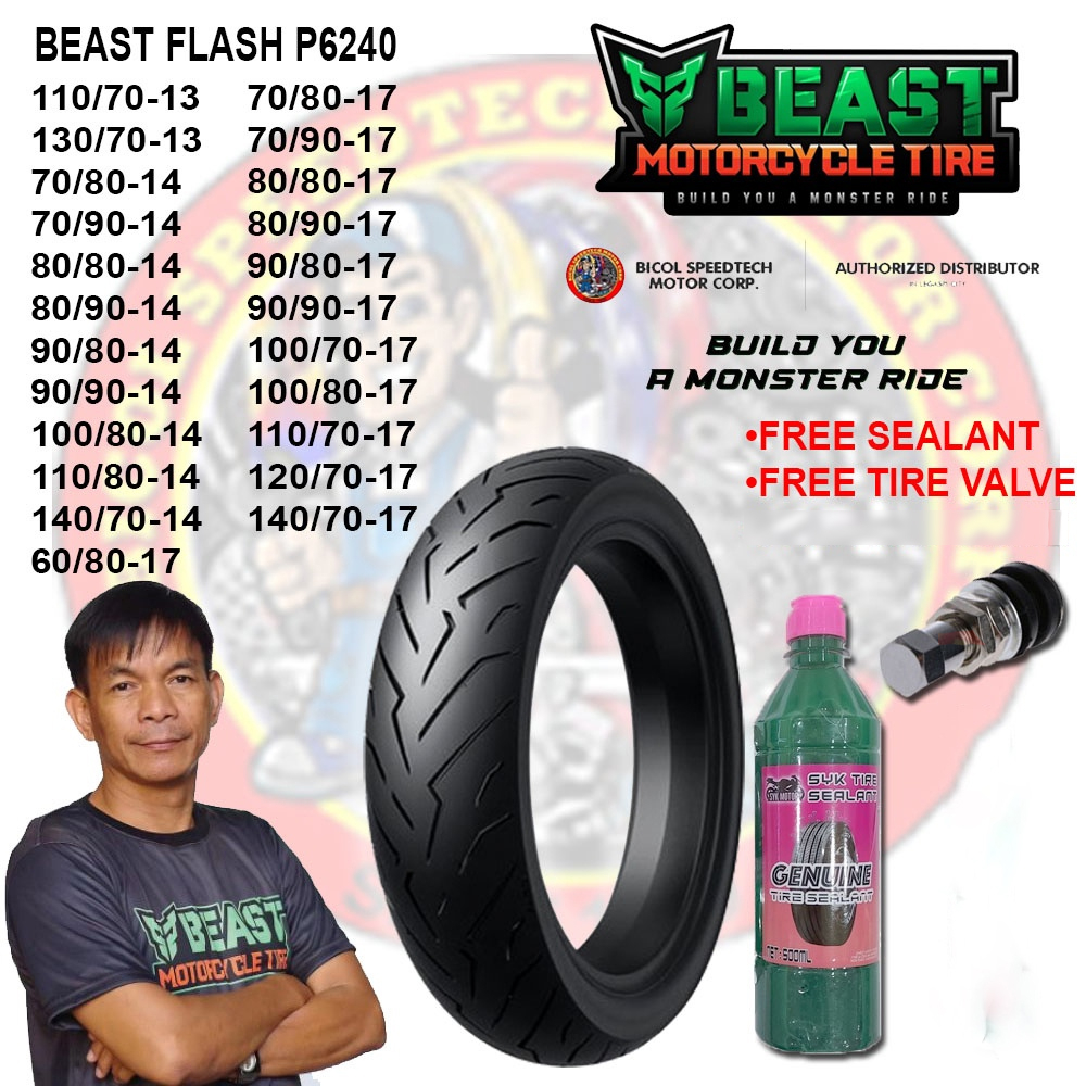 BEAST TIRE FLASH TUBELESS P6240 (FREE WITH LOTS OF FREEBIES) | Shopee ...
