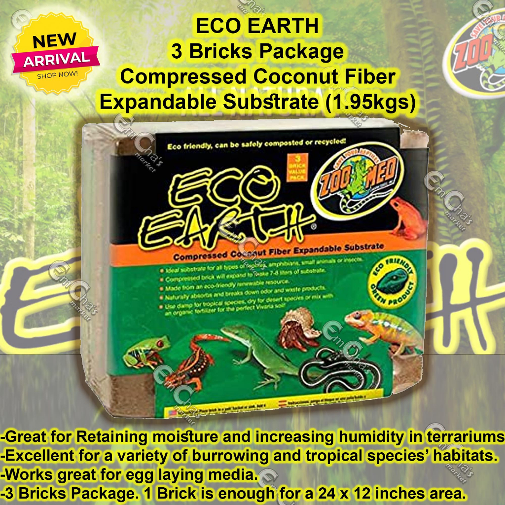 Zoomed Eco Earth 3 Bricks (1.95kgs) Compressed Coconut Fiber Expandable ...