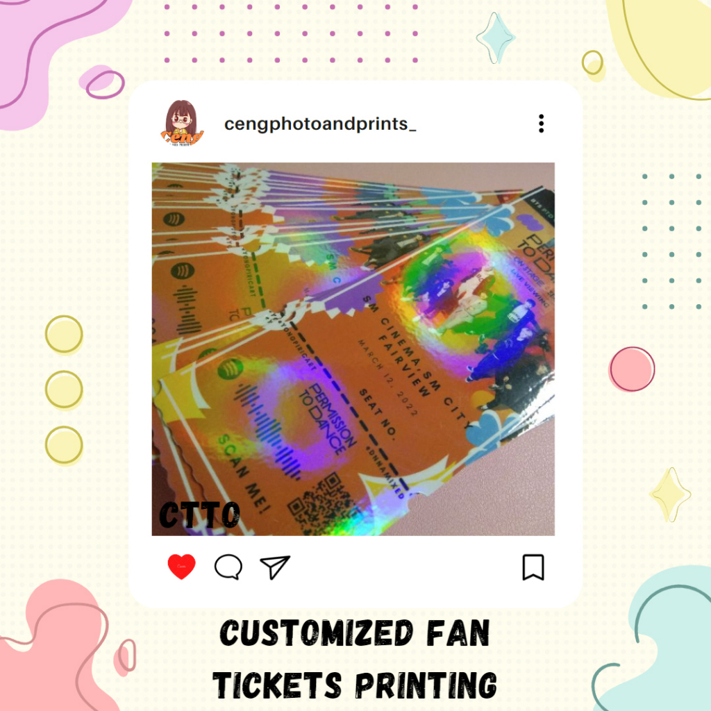 CUSTOMIZED FAN TICKETS PRINTING (5 per order) | Shopee Philippines