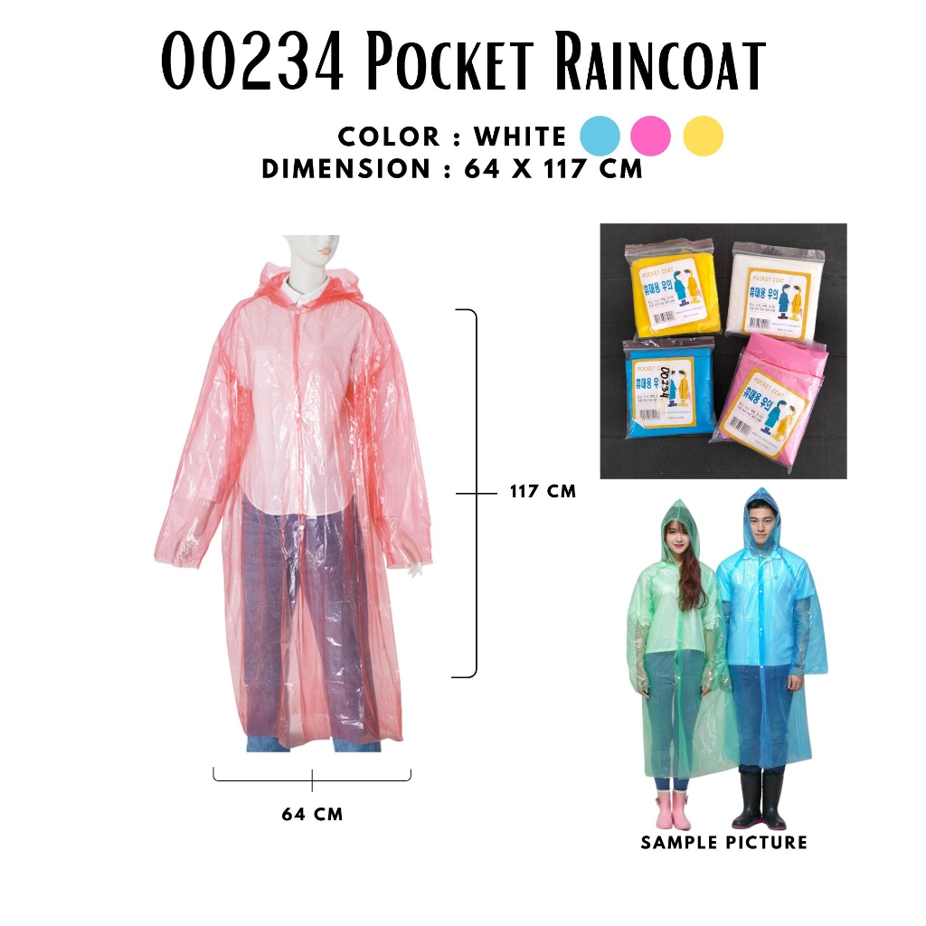 00234 POCKET RAINCOAT/ RAINCOAT / PLASTIC RAINCOAT / FULL BODY RAIN ...