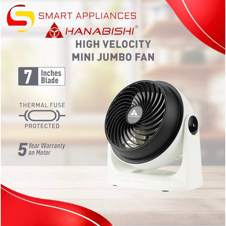 Hanabishi High Velocity Mini Jumbo Fan HMJF7 Black and White | Shopee ...