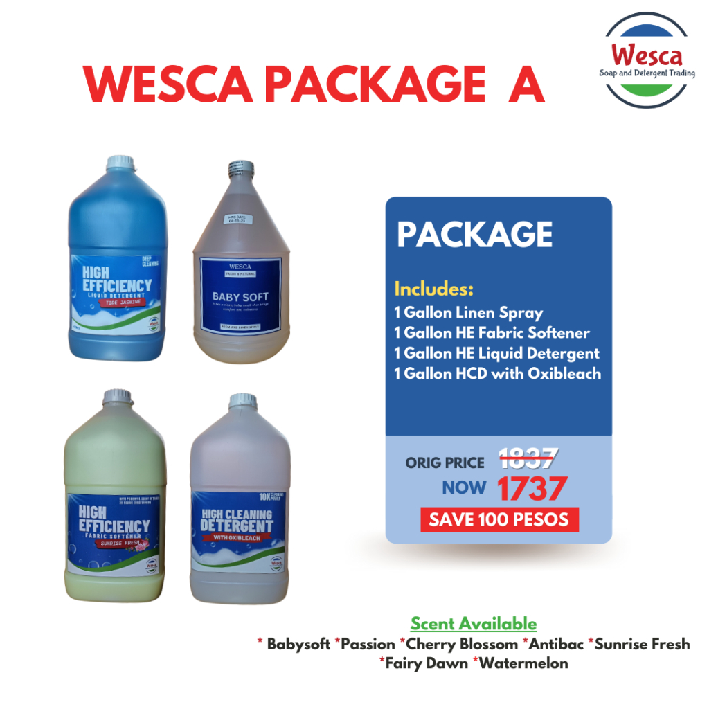 WESCA PACKAGE A HE LIQUID DETERGENT / HE FABCON/ HIGH CLEANING ...