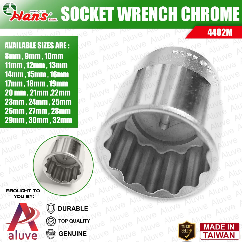 Hans Socket Wrench Chrome 1/2" Drive 12 Points | METRIC | 4402M ...