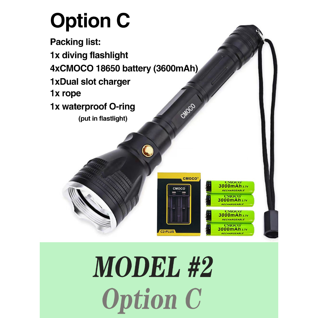CMOCO CREE L2 P70 3000 LM Diving Flashlight Underwater 100m Waterproof ...