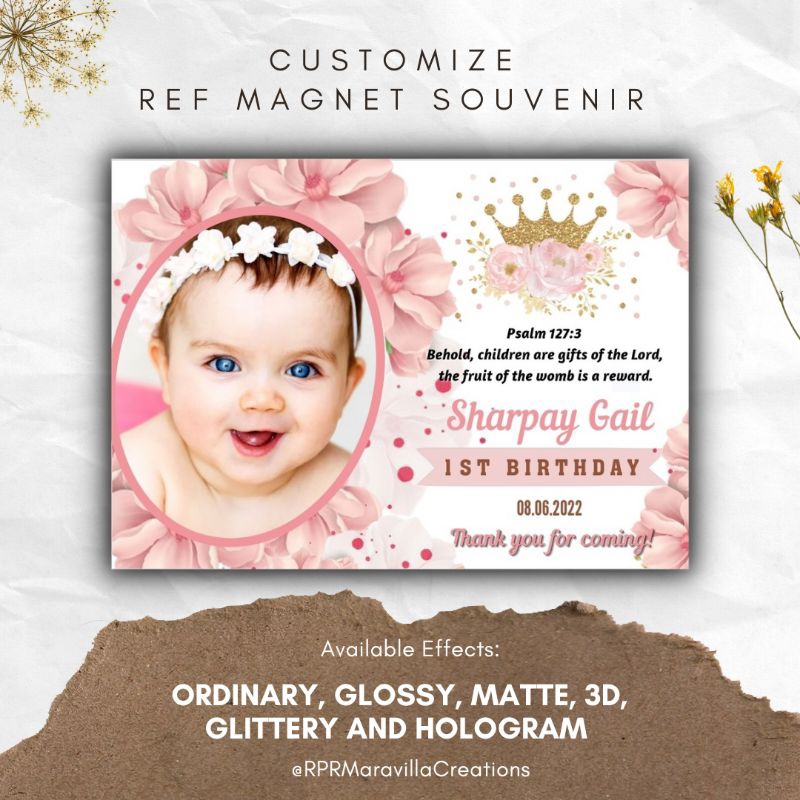 Customizes Ref Magnet Souvenir • Giveaway • Birthday • Binyag ...